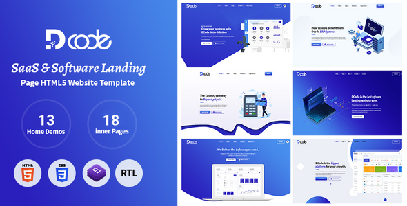 DCode - SaaS & Software Responsive Landing Page Template by StyloxDesign