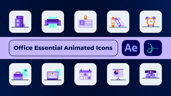 Office Essential Animated Icons, After Effects Project Files | VideoHive