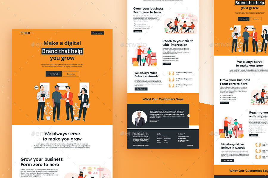 Digital Marketing Email Newsletter PSD Template, Web Elements ...