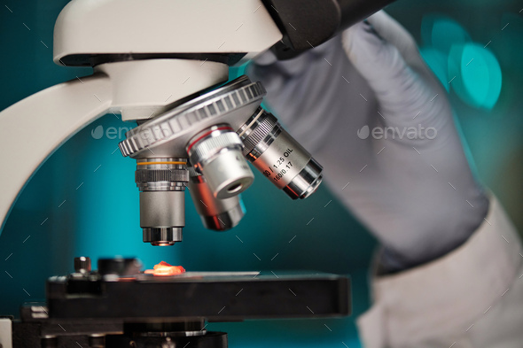 Artificial Meat Under Microscope Magnification Stock Photo by AnnaStills