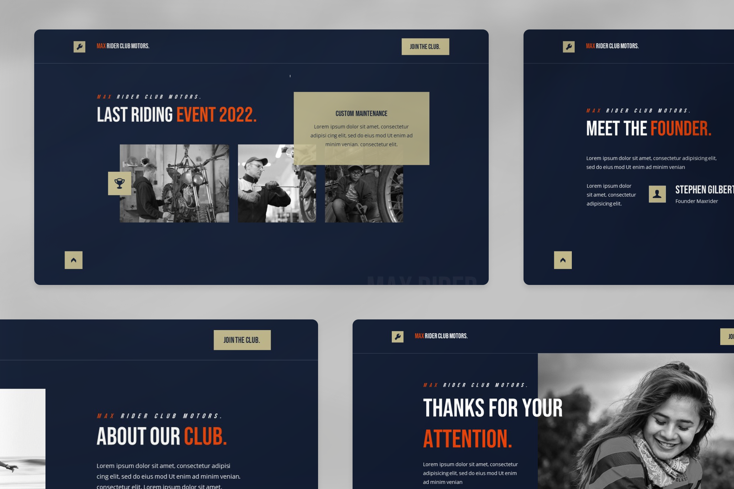 Maxrider - Motorcycle Club PowerPoint Template, Presentation Templates