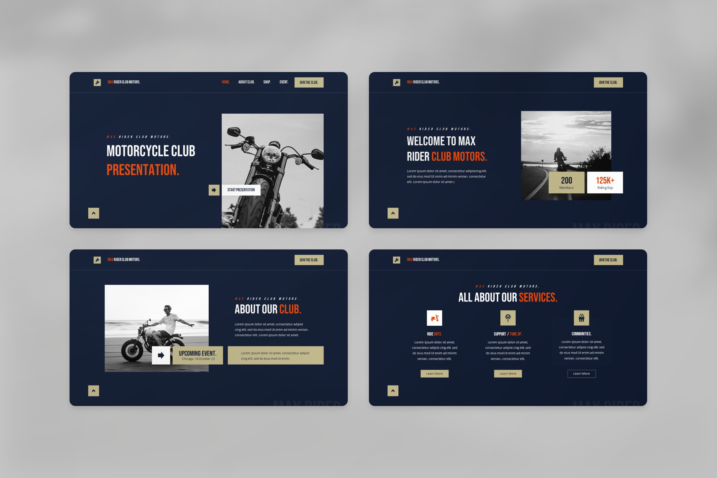 Maxrider - Motorcycle Club PowerPoint Template, Presentation Templates