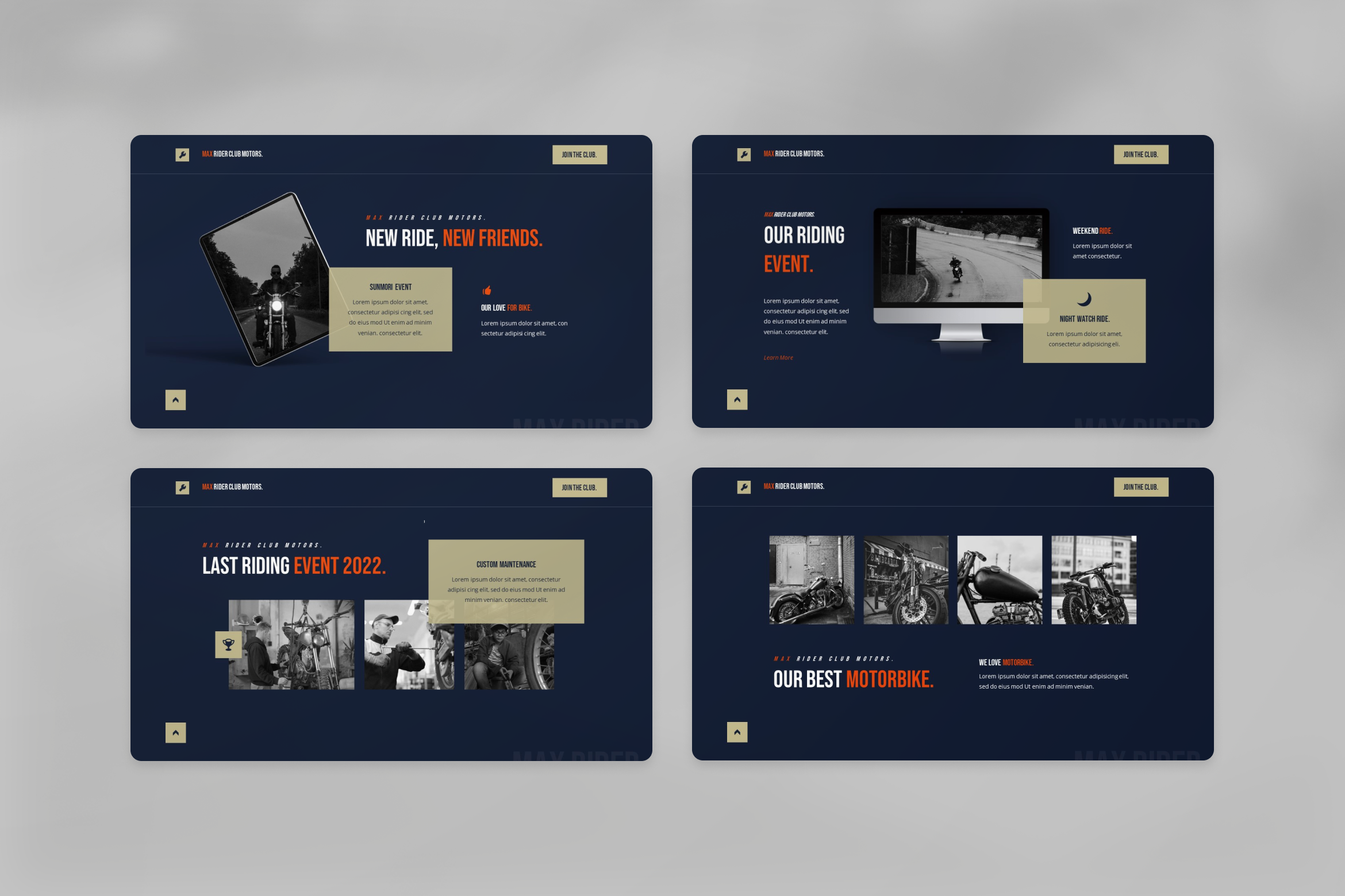 Maxrider - Motorcycle Club PowerPoint Template, Presentation Templates