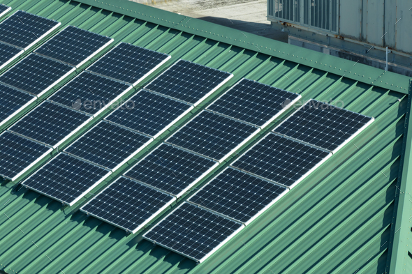 Residential apartment building with rooftop covered with solar ...