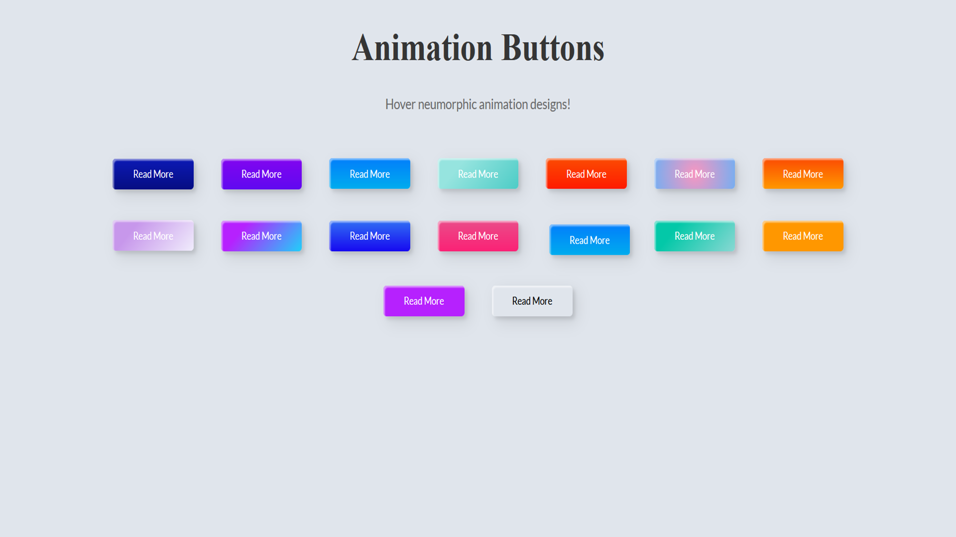 Animated Buttons (17 Different Style Neumorphic Buttons) by navnneetjakhar