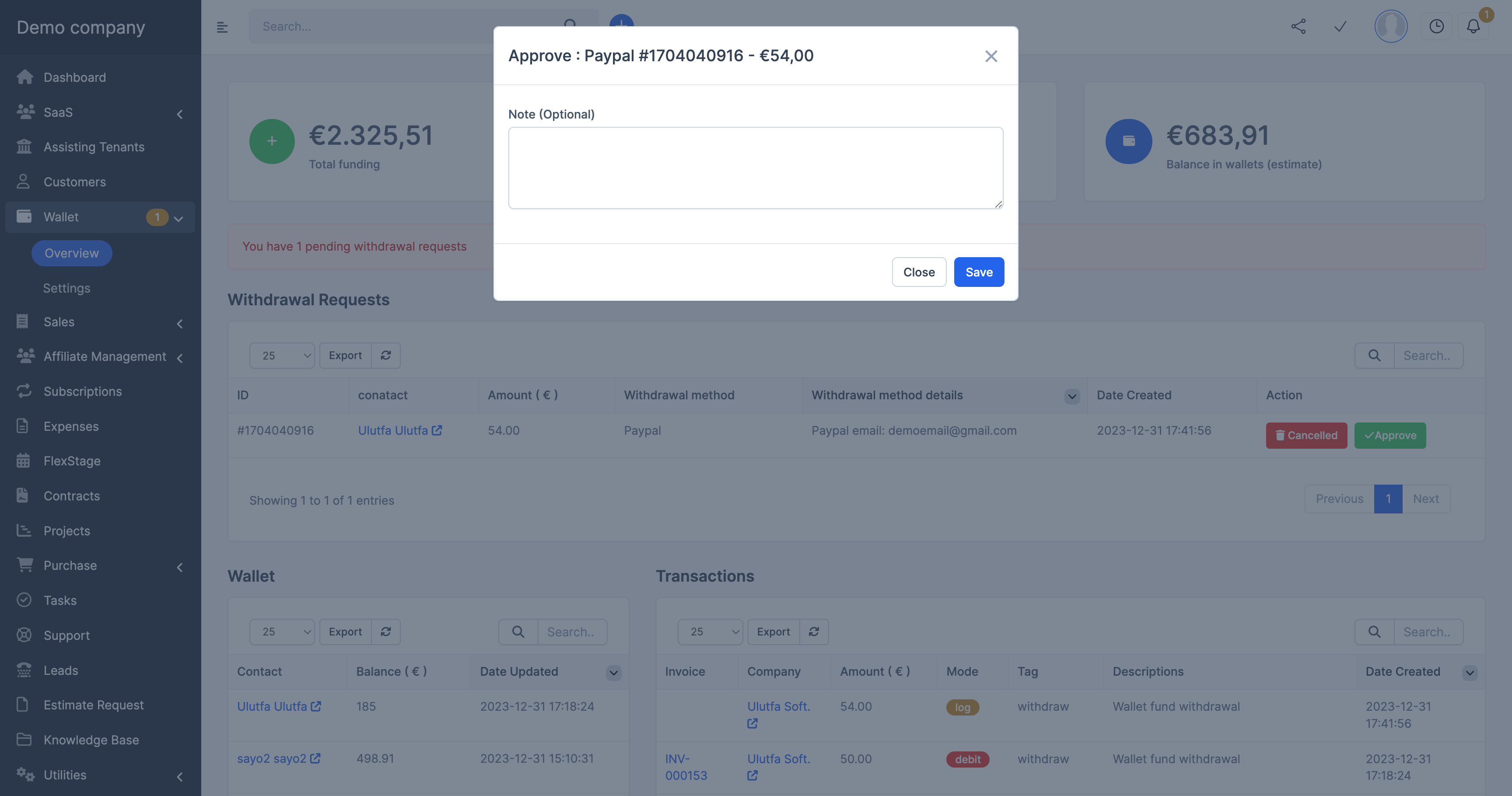 Wallet Module for Perfex CRM - Smart Invoice Payment by ulutfa | CodeCanyon