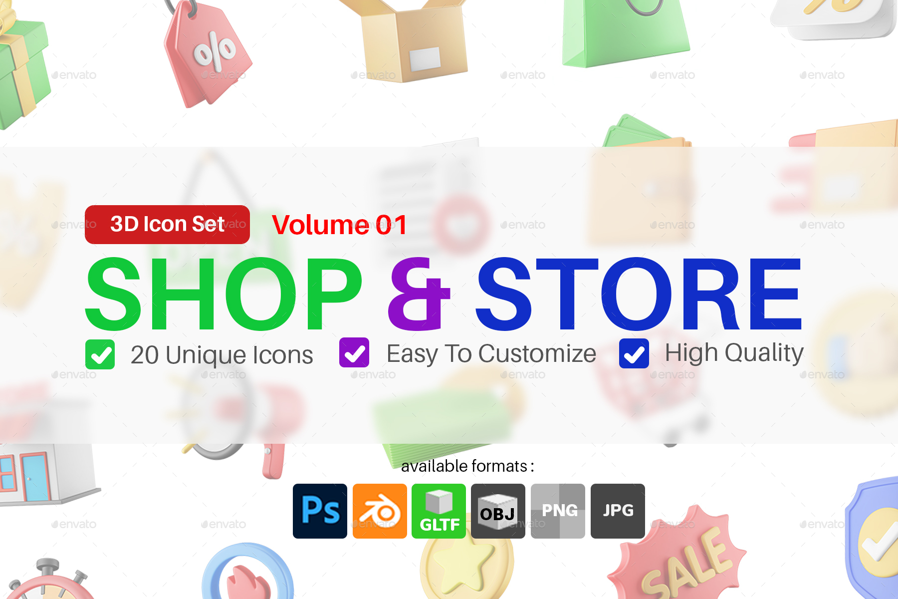Shop & Store Vol.01 - 3D Icon Illustration Pack, Icons | GraphicRiver
