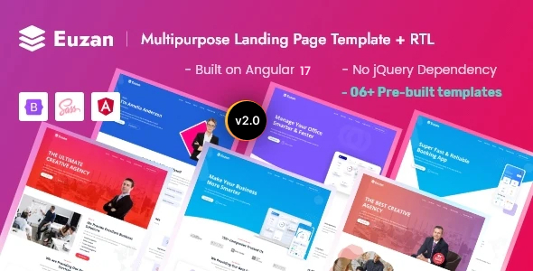 Euzan - Angular 17+ Multipurpose Landing Page Template by HiBootstrap