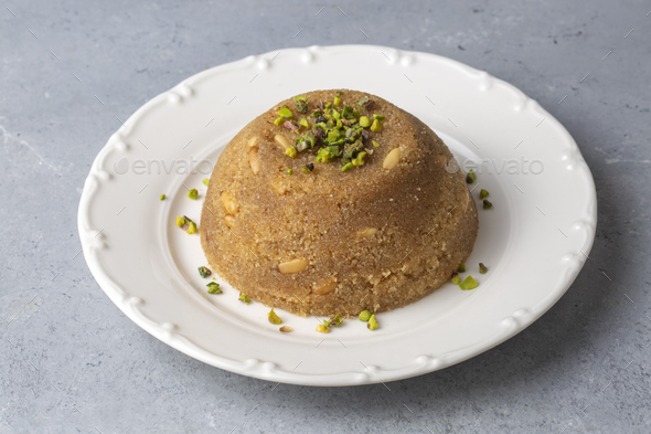 Traditional Turkish semolina sweet desert halva (Turkish name; irmik ...