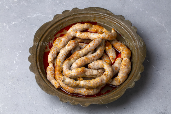 Middle Eastern dishes, offal dishes, stuffed sheep intestines (Turkish ...