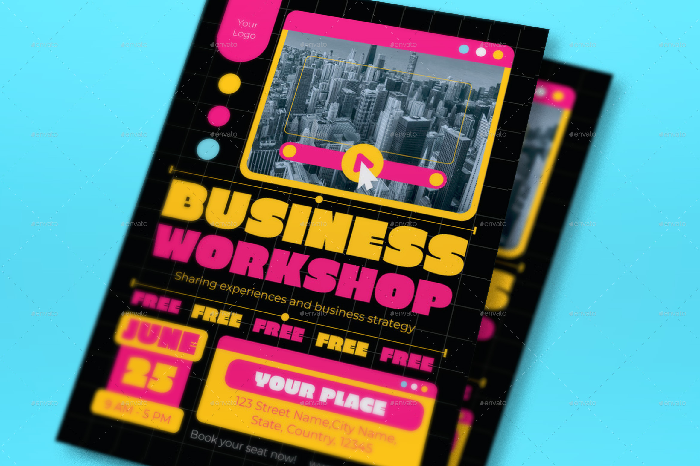Black Retro Business Workshop Flyer Set, Print Templates | GraphicRiver