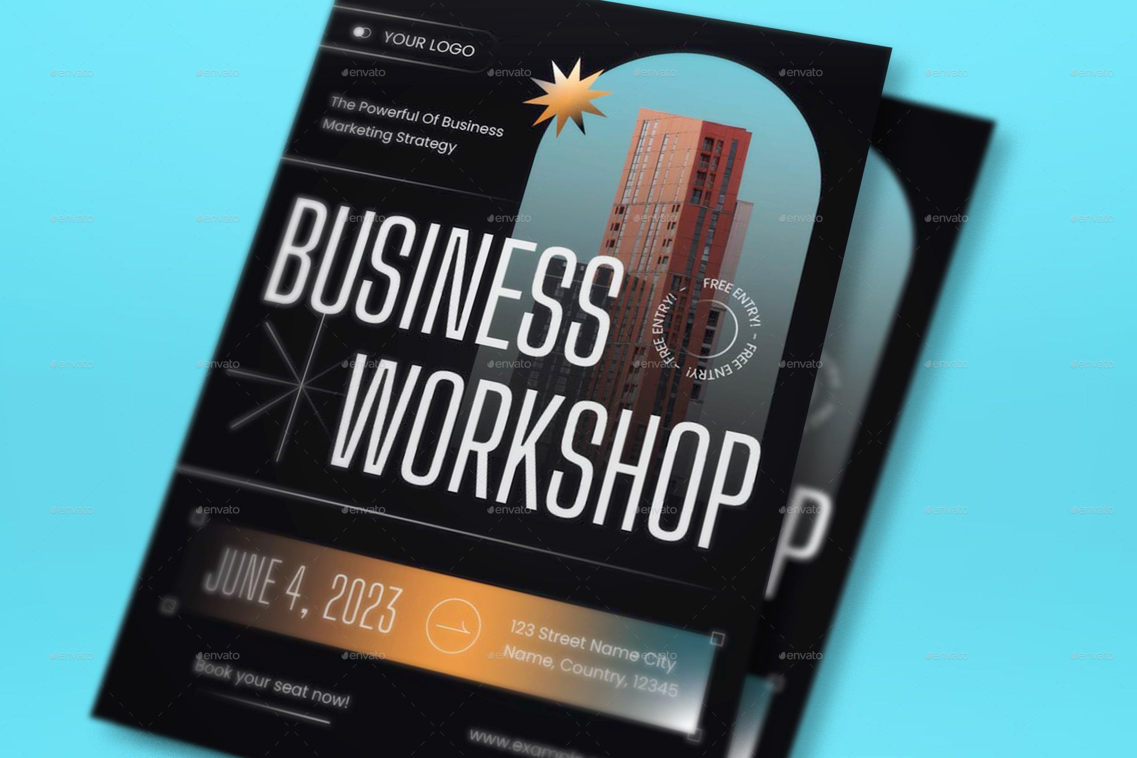Black Modern Business Workshop Flyer Set, Print Templates | GraphicRiver