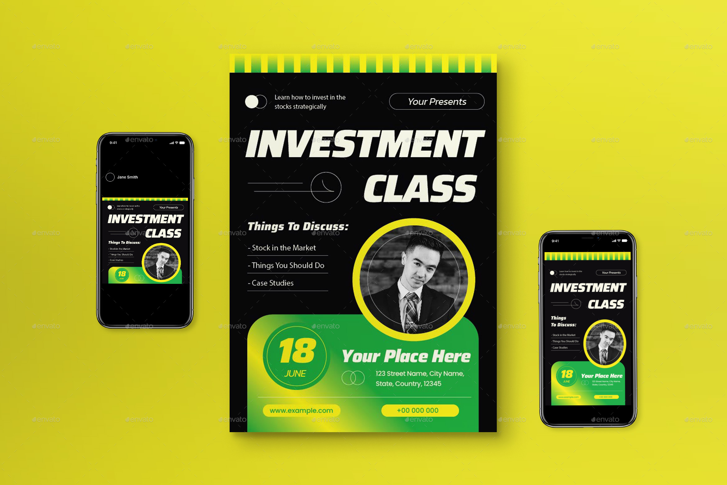 Black Modern Investment Class Flyer Set, Print Templates | GraphicRiver