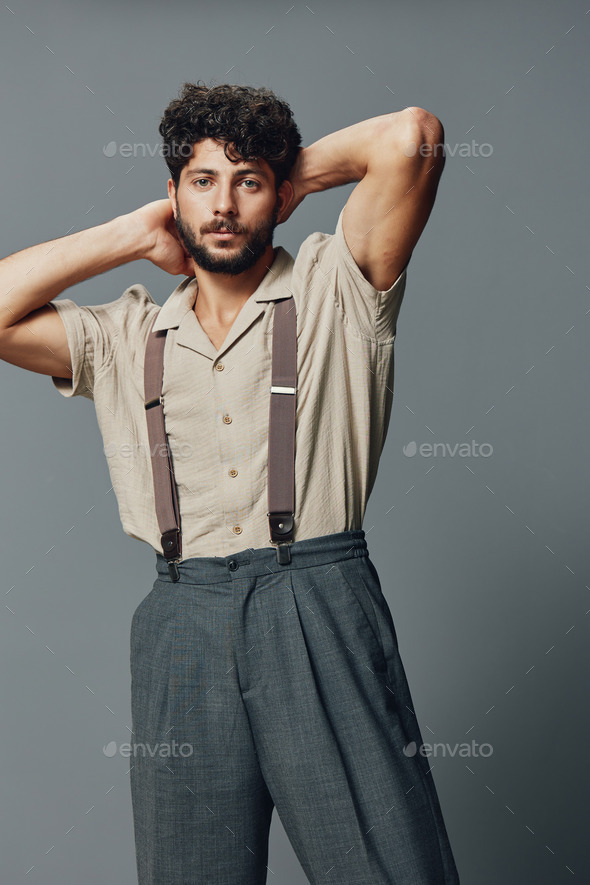 Men caucasian handsome style person attractive portrait beard ...