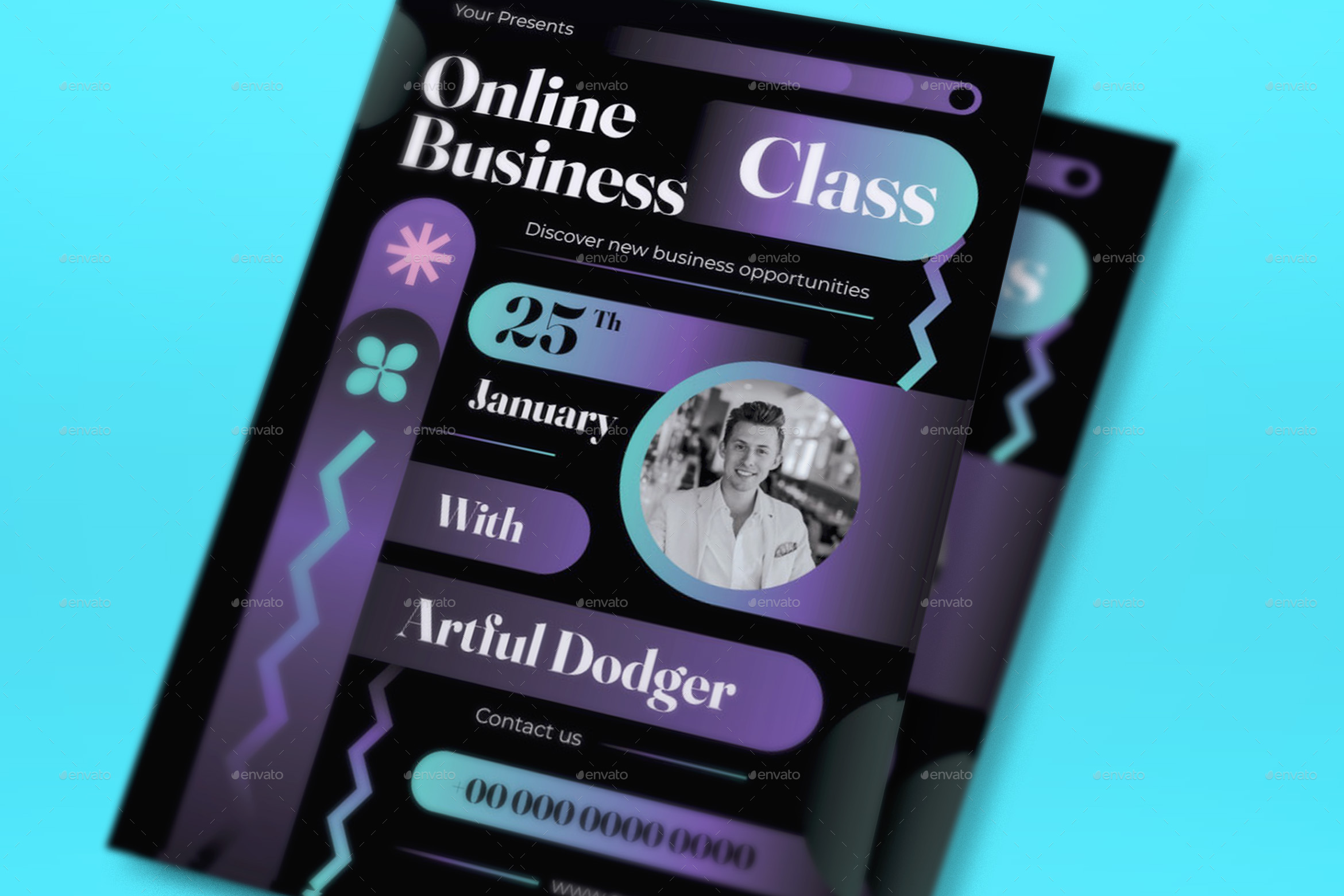 Black Gradient Online Business Class Flyer Set, Print Templates ...