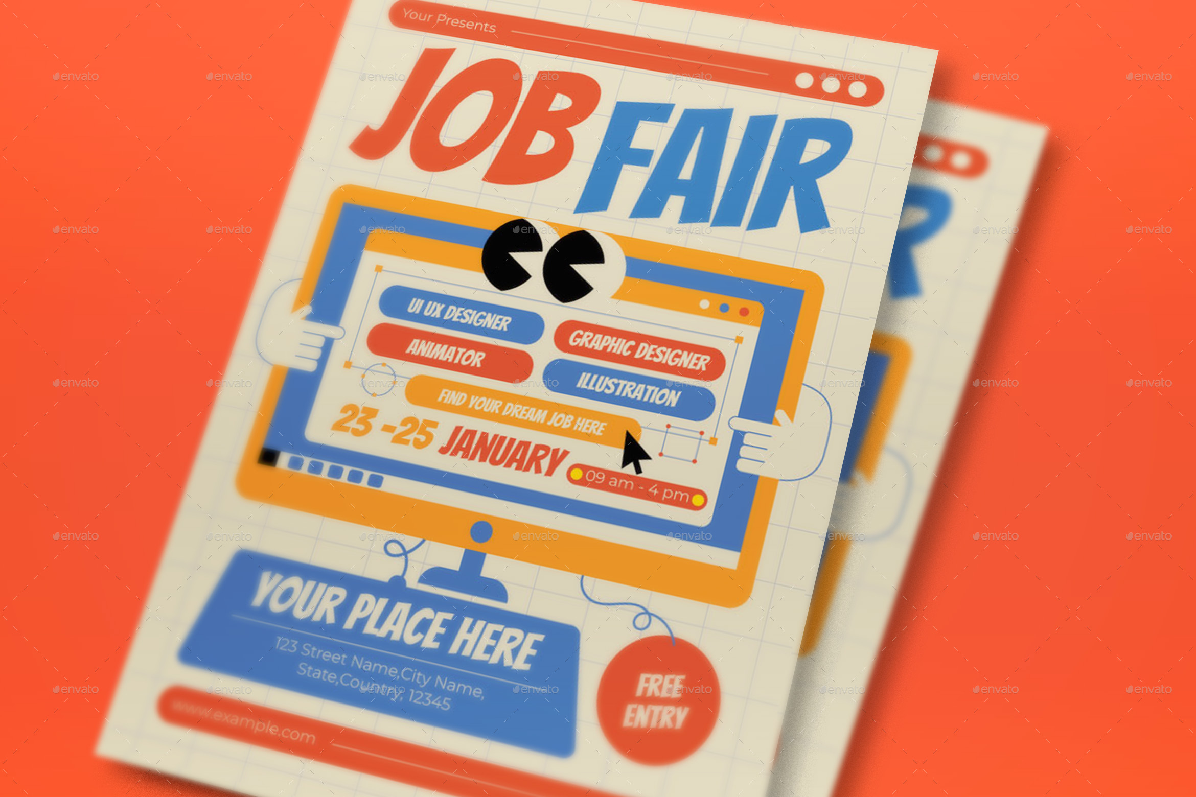 Cream Retro Job Fair Flyer Set, Print Templates | GraphicRiver