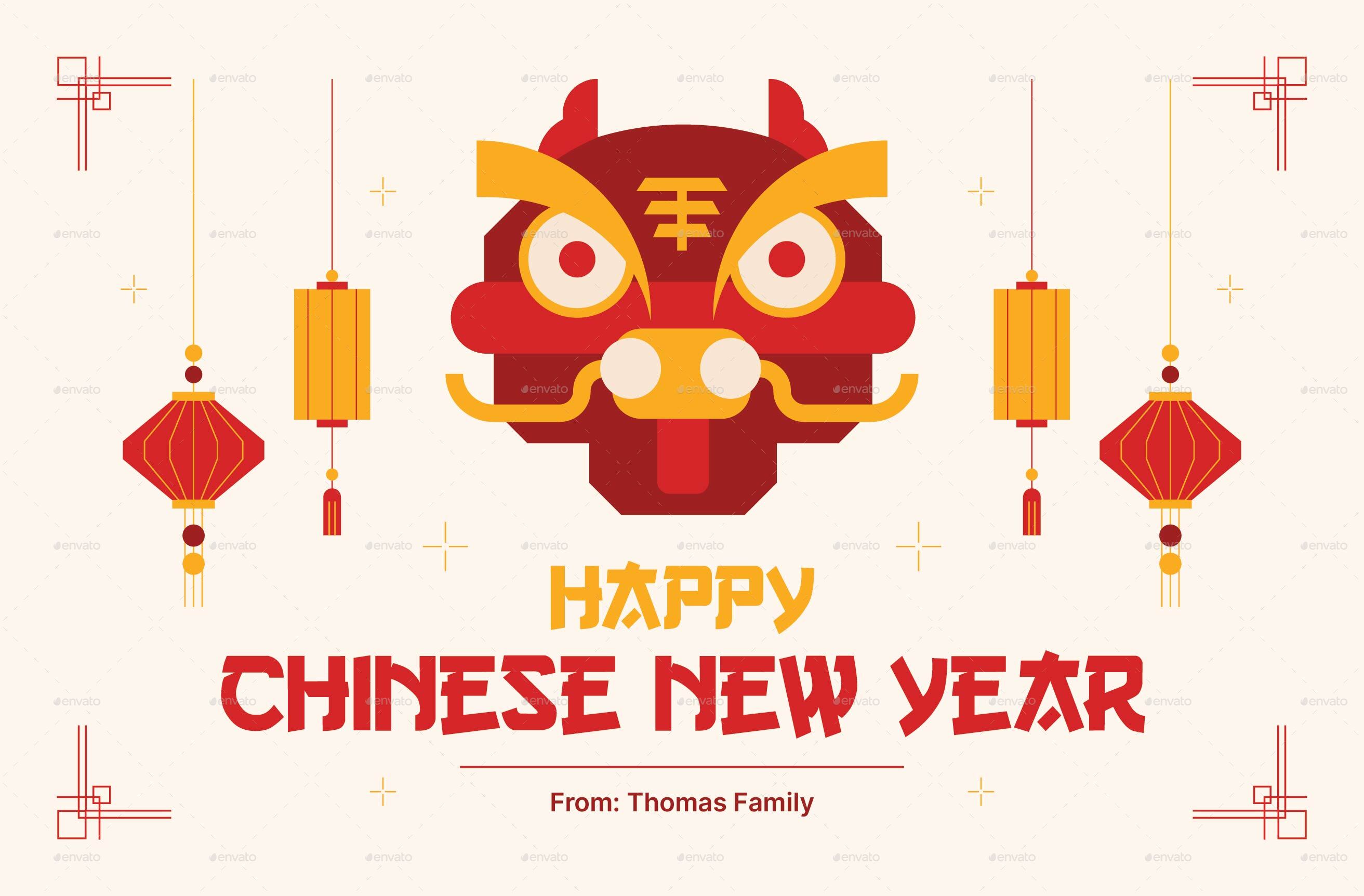 Simple Chinese New Year Greeting Card, Print Templates | GraphicRiver