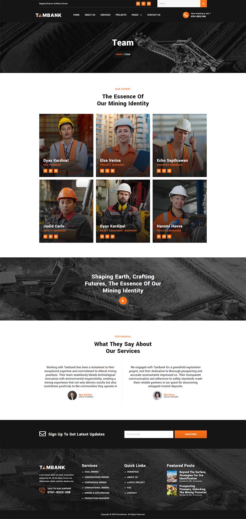 Tambank - Mining & Industry Elementor Pro Template Kit by Rometheme