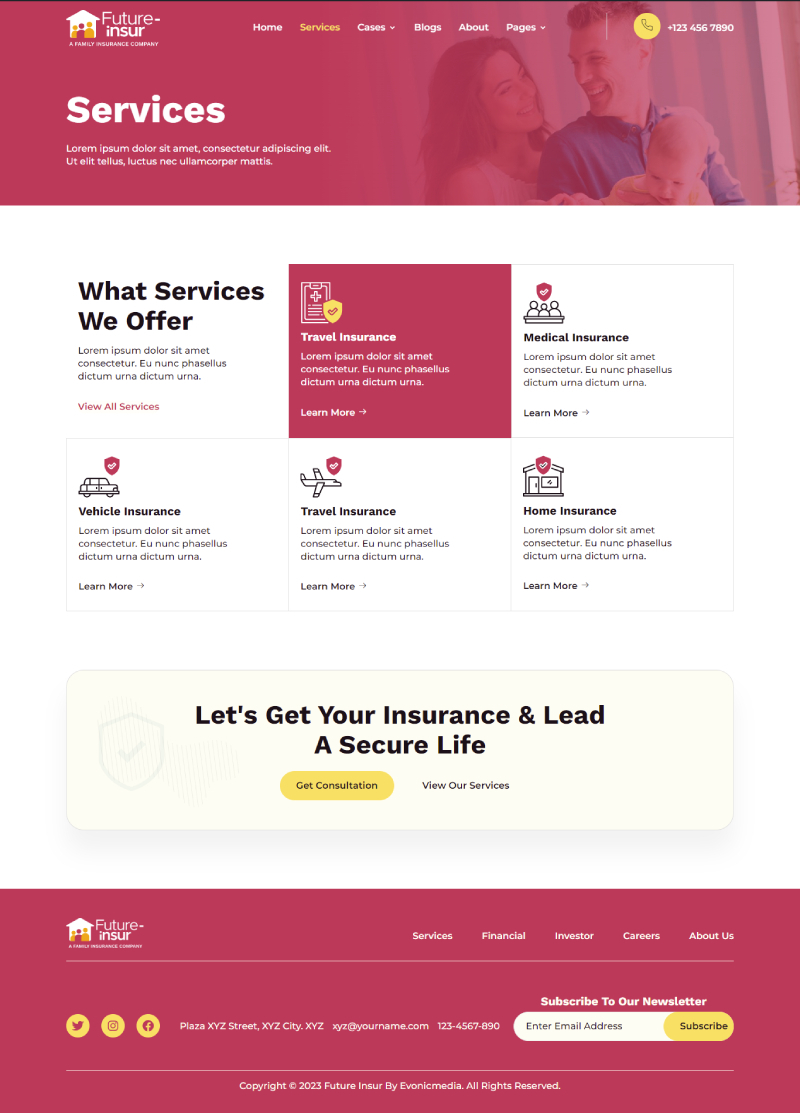 Future Insur - Insurance Company Elementor Template Kit by Evonicmedia