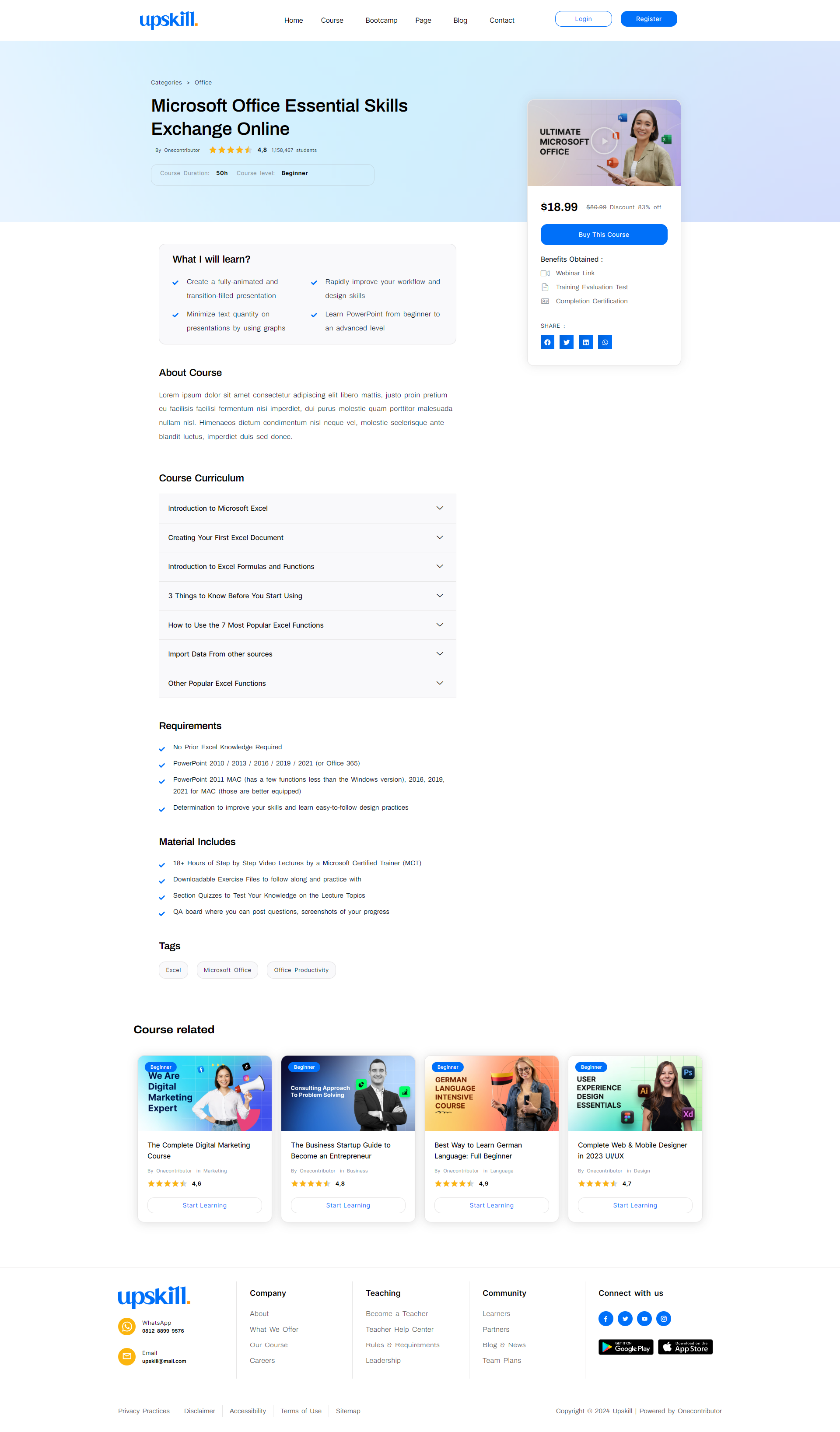 Upskill - Online Course Elementor Pro Template Kit by onecontributor