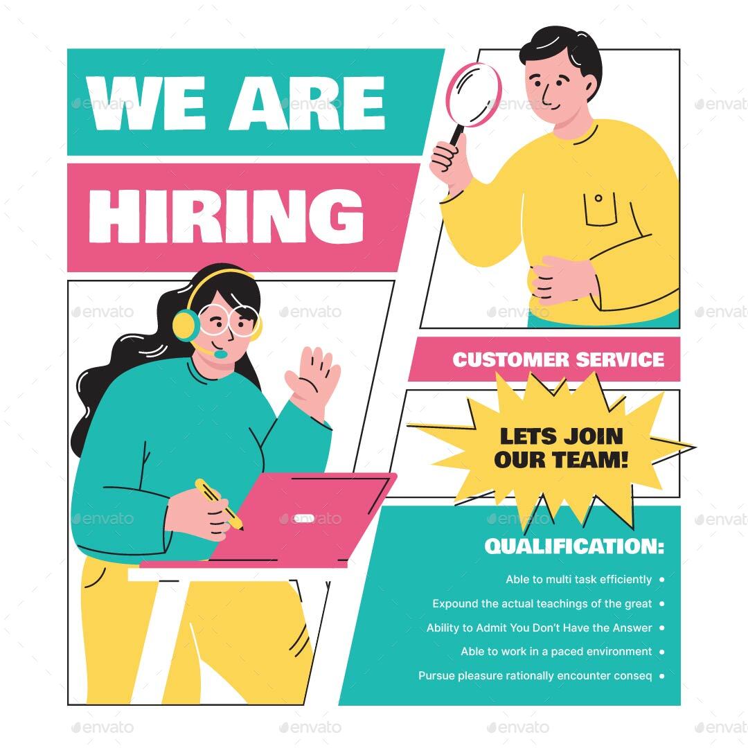Customer Service Job Hiring Flyer, Print Templates | GraphicRiver