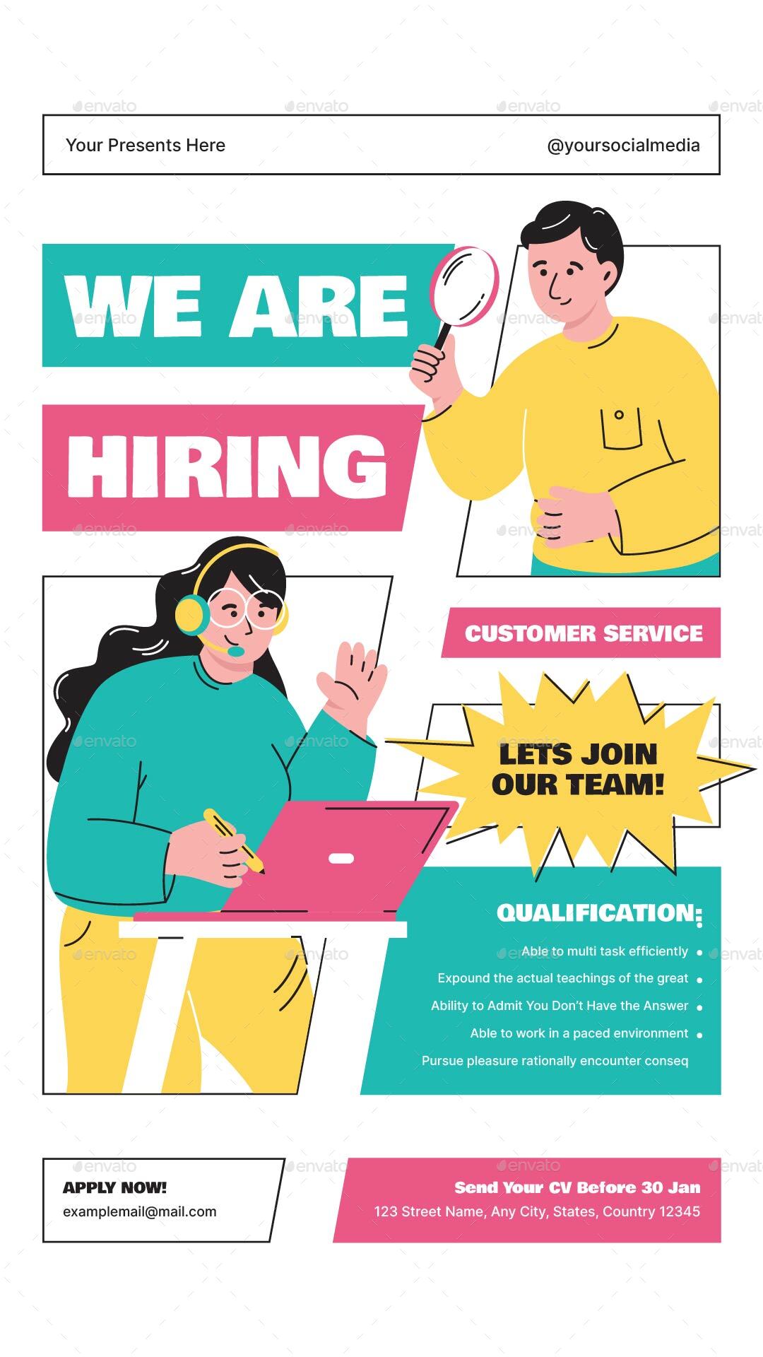 Customer Service Job Hiring Flyer, Print Templates | GraphicRiver