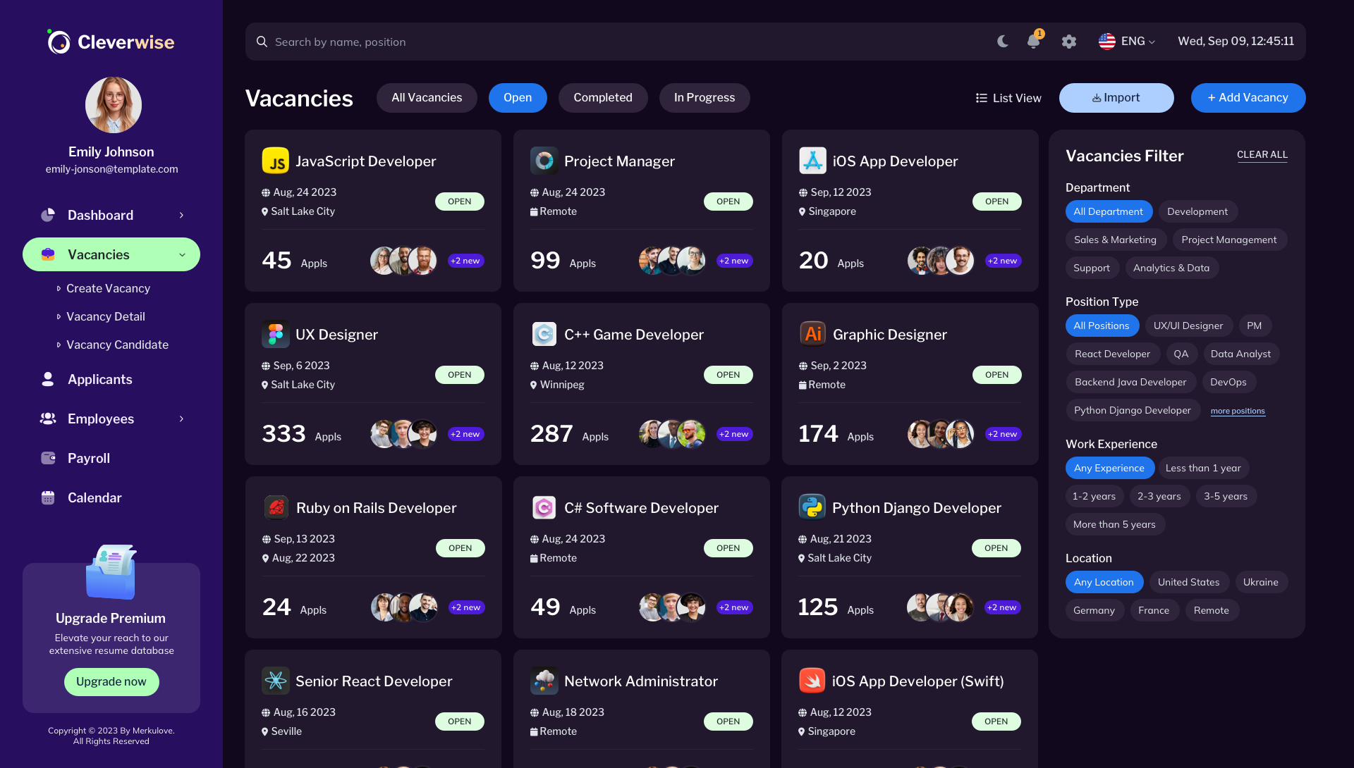 Cleverwise – HR Management Dashboard for Figma by merkulove | ThemeForest