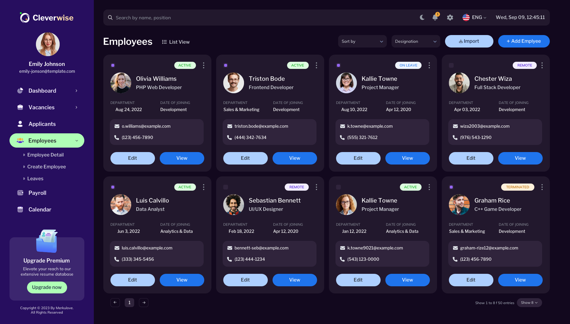 Cleverwise – HR Management Dashboard for Figma by merkulove | ThemeForest