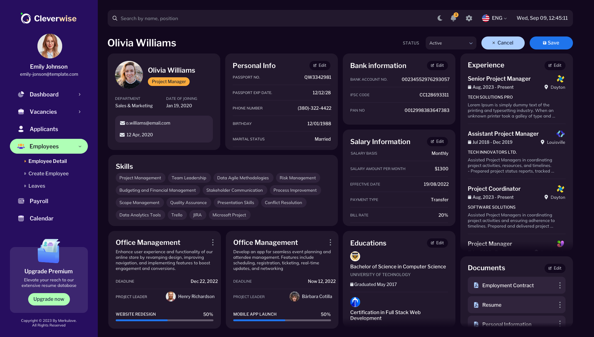 Cleverwise – HR Management Dashboard for Figma by merkulove | ThemeForest