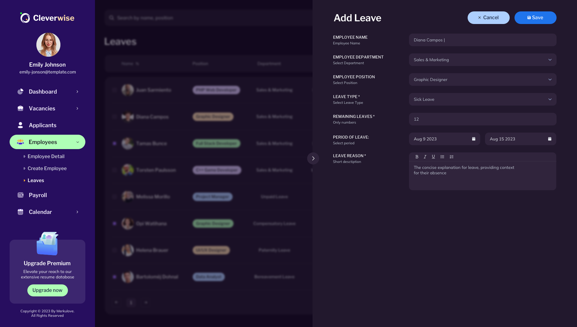 Cleverwise – HR Management Dashboard for Figma by merkulove | ThemeForest