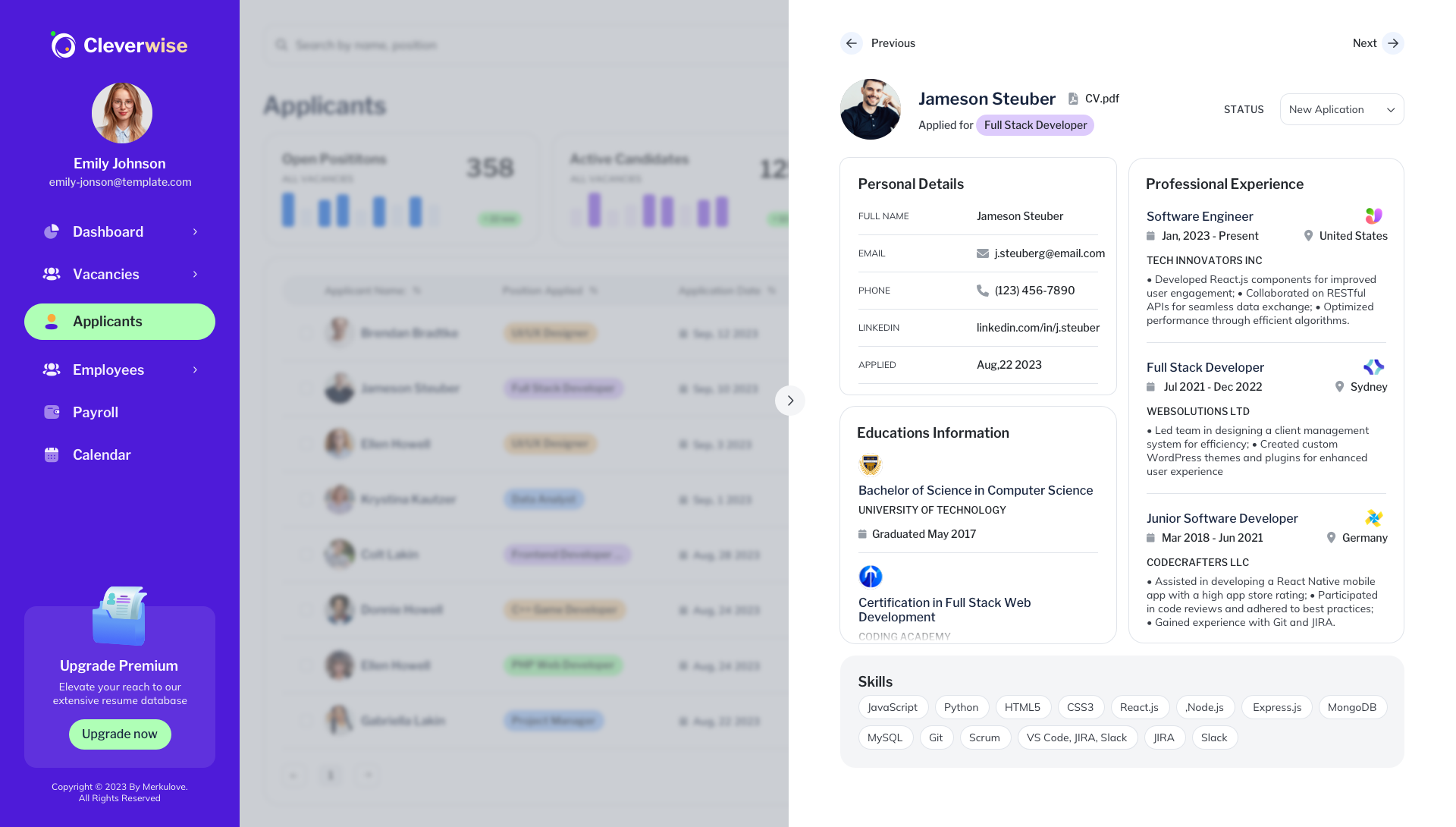 Cleverwise – HR Management Dashboard for Figma by merkulove | ThemeForest