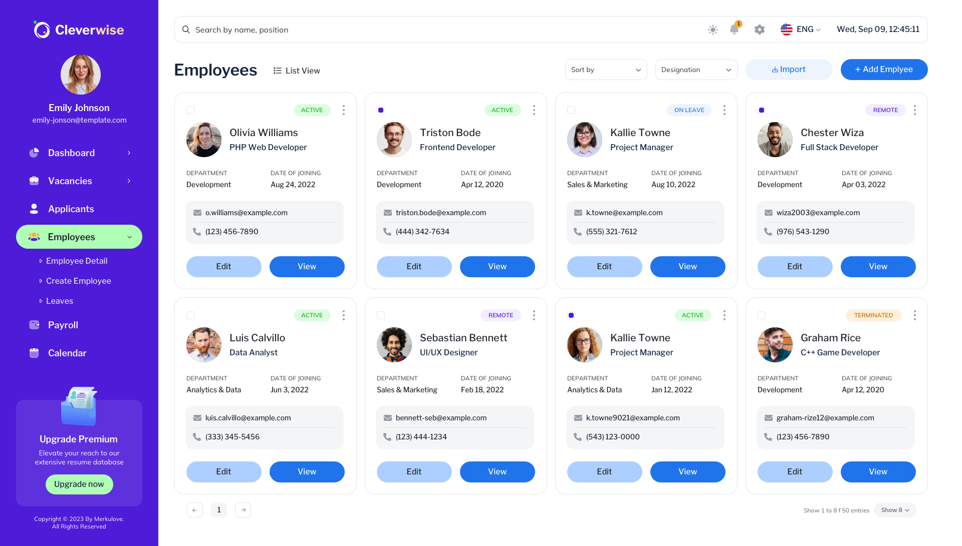 Cleverwise – HR Management Dashboard for Figma by merkulove | ThemeForest