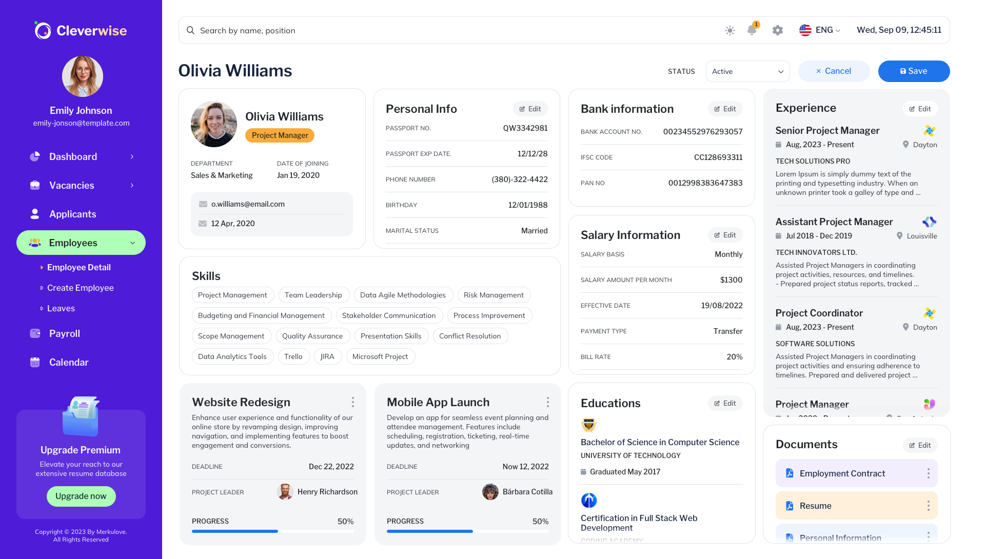 Cleverwise – HR Management Dashboard for Figma by merkulove | ThemeForest