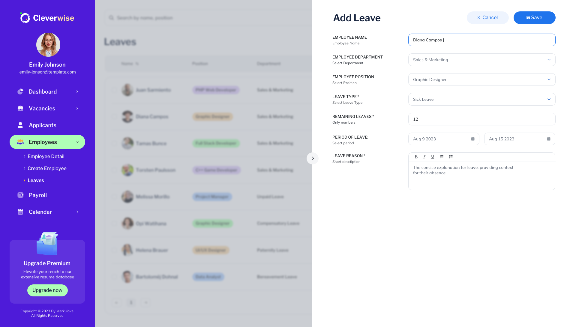 Cleverwise – HR Management Dashboard for Figma by merkulove | ThemeForest