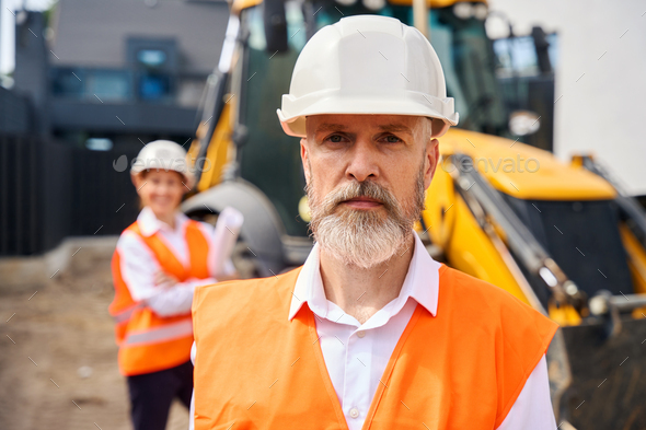 Building commission performing inspection of construction site Stock ...