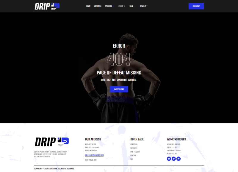 Drip - Boxing School & Martial Arts Elementor Template Kit by Rometheme