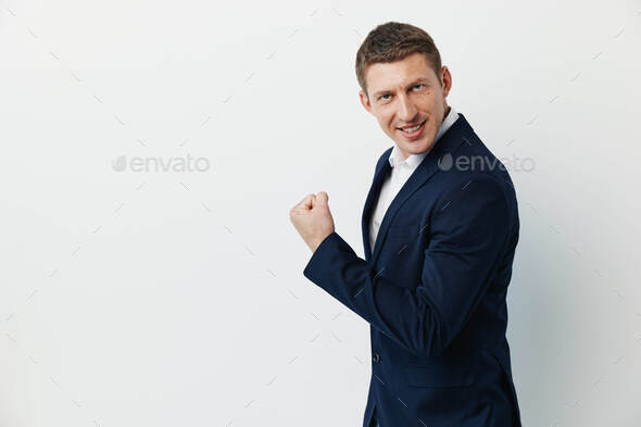 Manager man stylish successful emotion arms suit confidence mature ...