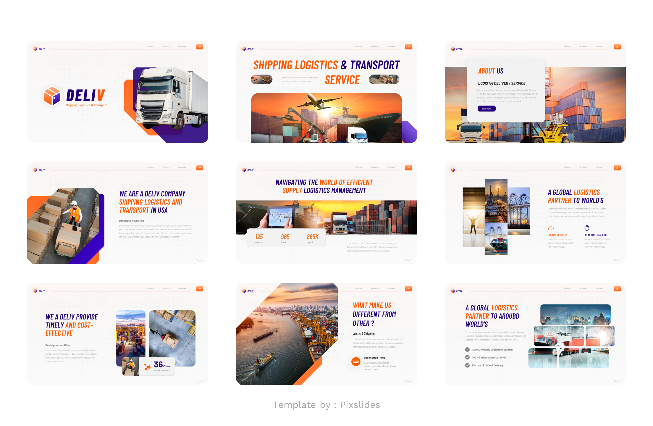 Deliv - Shipping Logistics & Transport PowerPoint, Presentation Templates