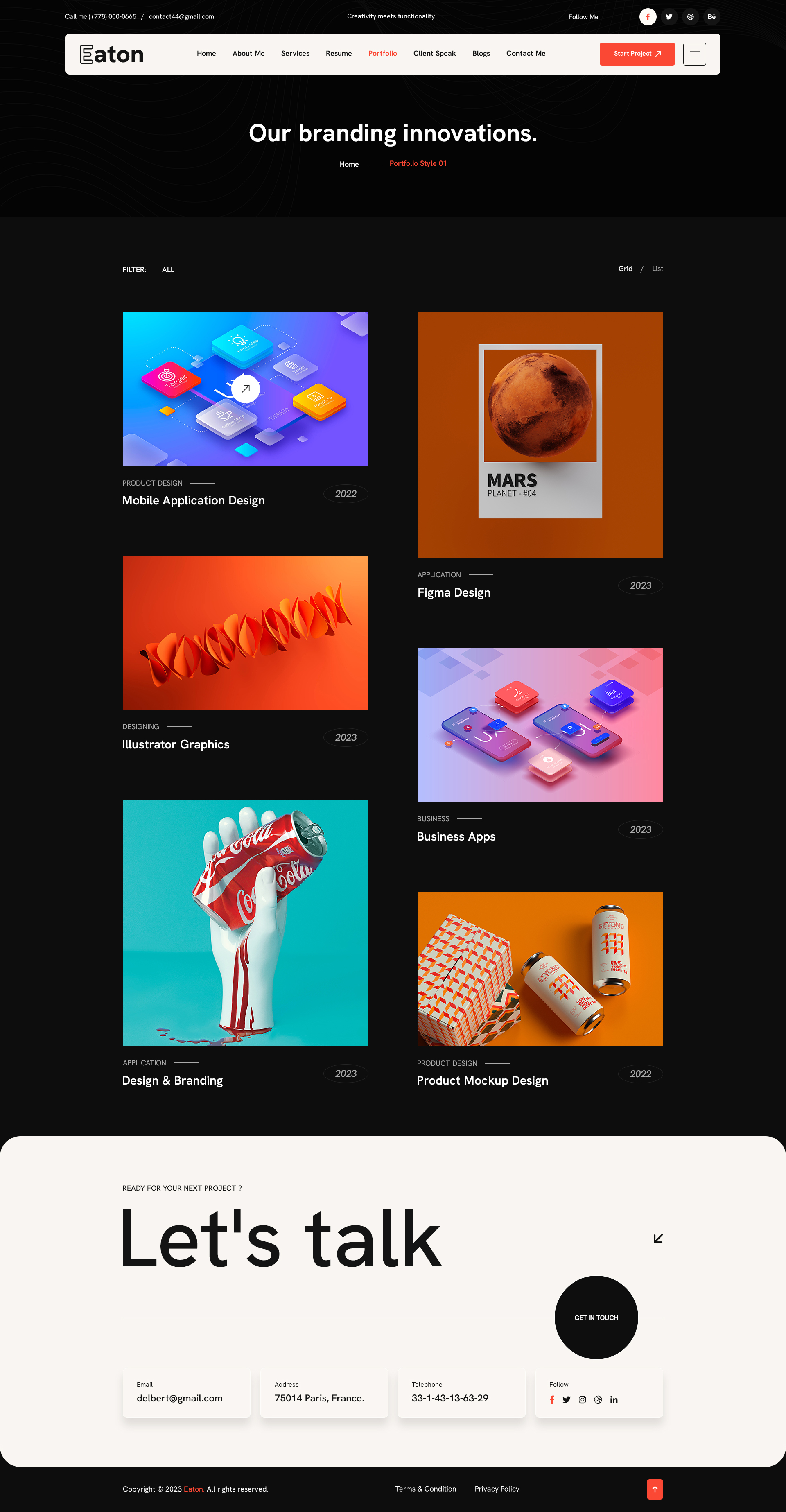 Eaton - Personal Portfolio/CV PSD Template. by Wildstone-Theme ...