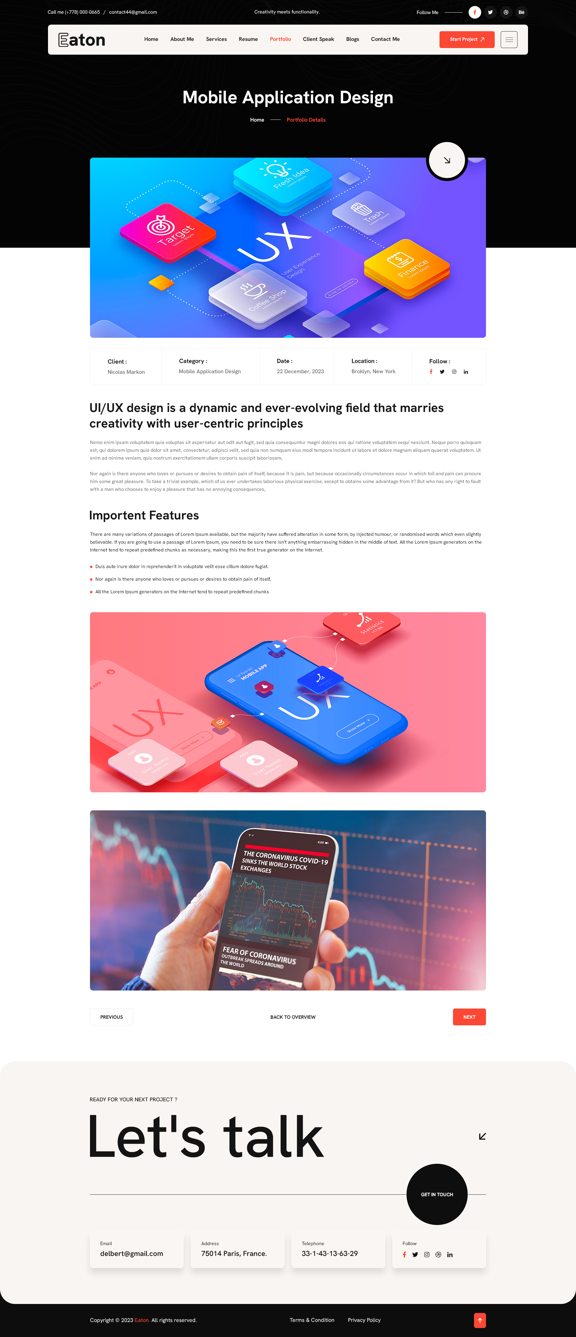 Eaton - Personal Portfolio/CV PSD Template. by Wildstone-Theme ...