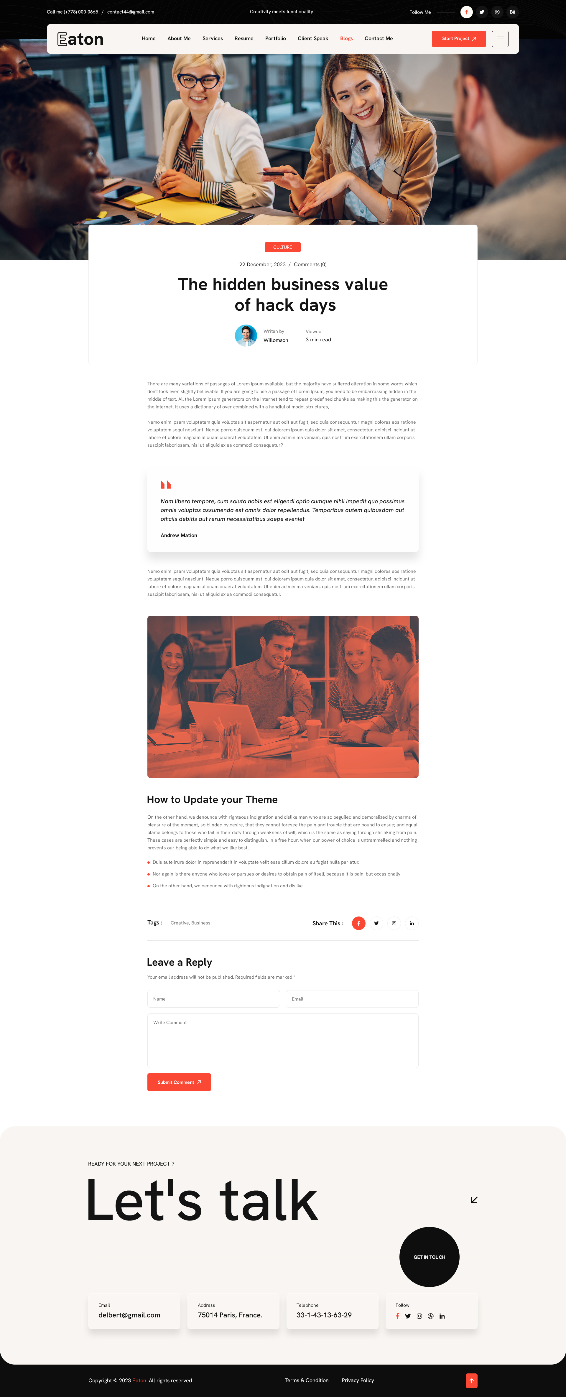 Eaton - Personal Portfolio/CV PSD Template. by Wildstone-Theme ...