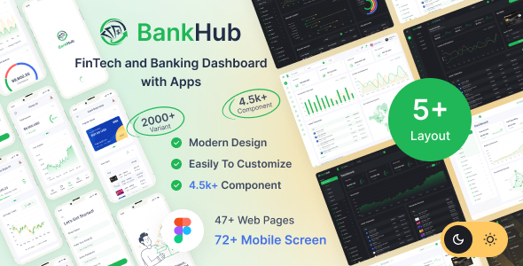 Bankhub - Fintech and Banking Admin Dashboard With App Figma UI ...