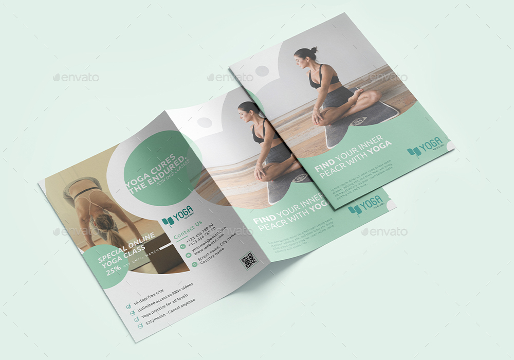 Yoga Meditation Bifold Brochure, Print Templates | GraphicRiver
