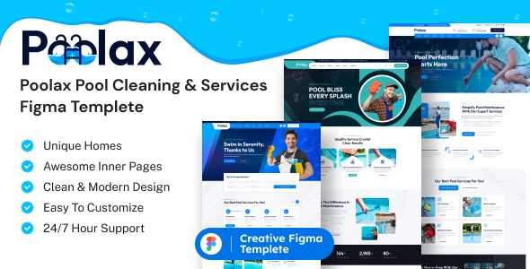 Poolax – Pool Cleaning & Services Figma Template by themeholy | ThemeForest