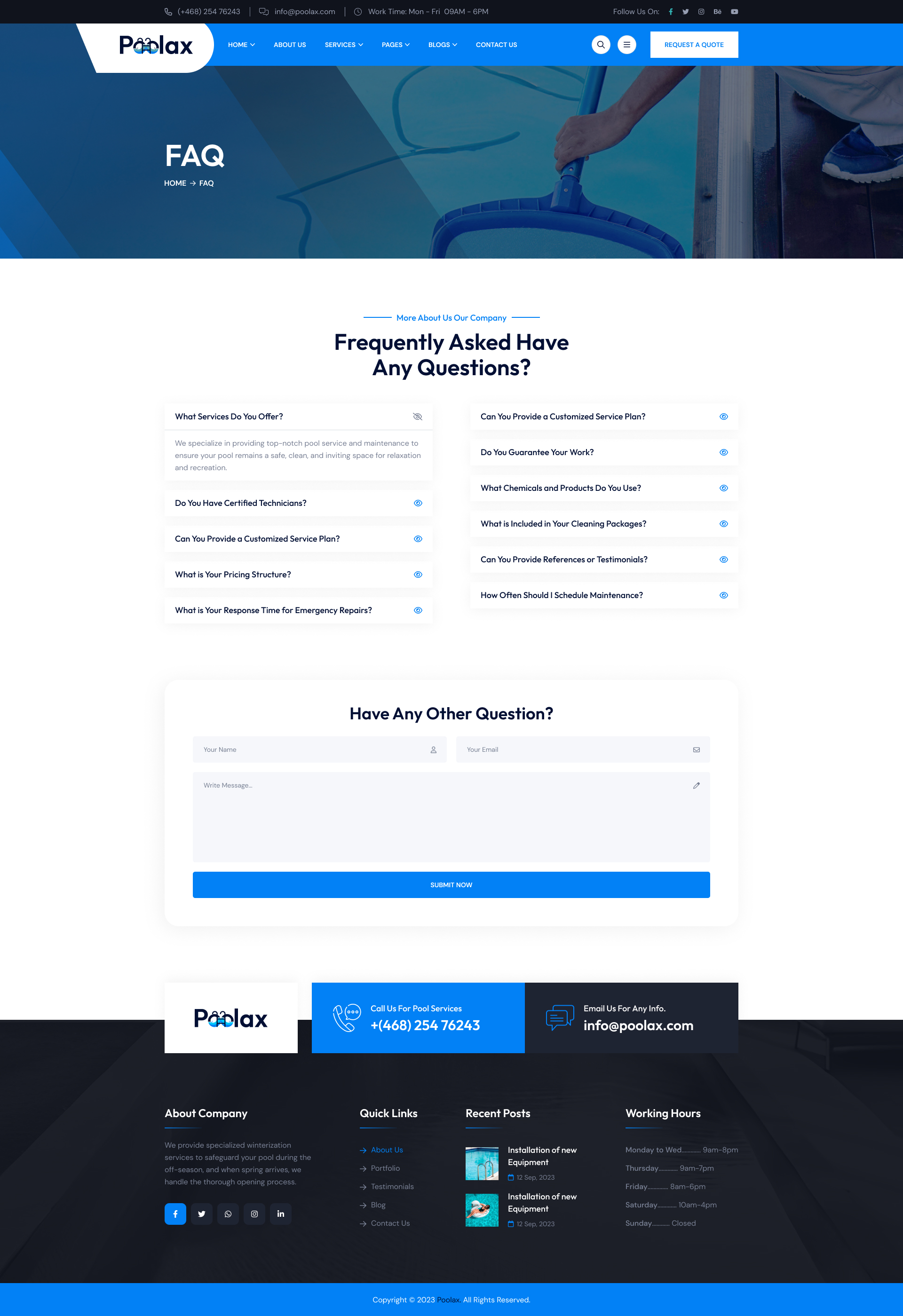 Poolax – Pool Cleaning & Services Figma Template by themeholy | ThemeForest