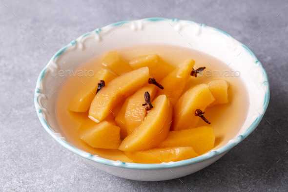 Quince compote. Turkish name; ayva kompostosu Stock Photo by esindeniz