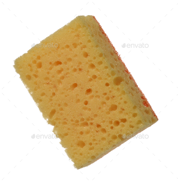 Rectangular dish sponge on isolated background Stock Photo by ndanko