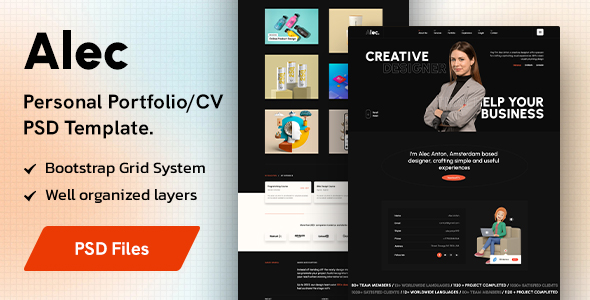 Alec - Personal Portfolio/CV PSD Template. by Wildstone-Theme | ThemeForest