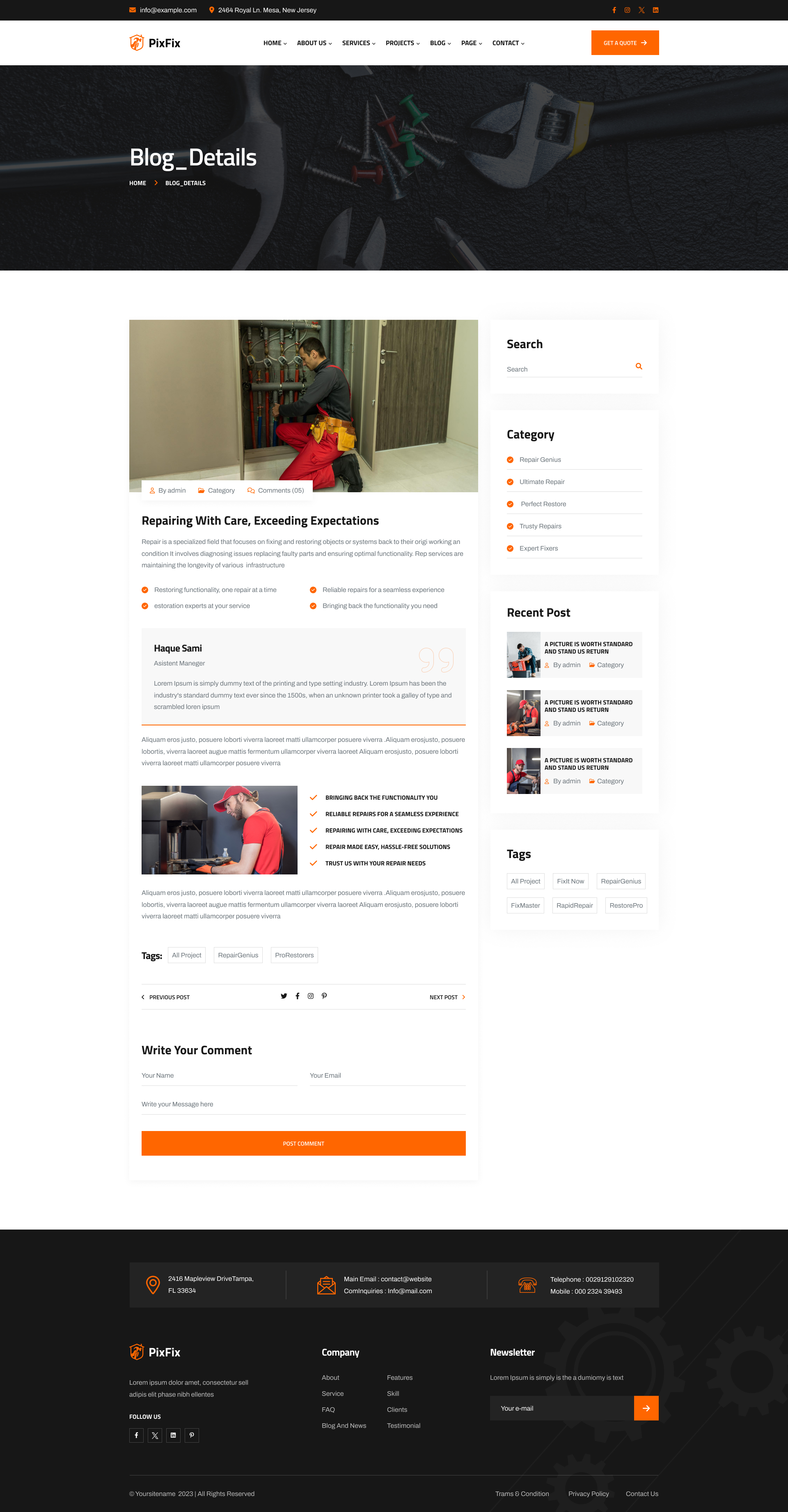 PixFix - Handyman Services Figma Template by RRdevs | ThemeForest