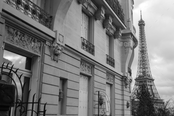 Nostalgic Parisian scenes, photographed in black and white. Stock Photo ...